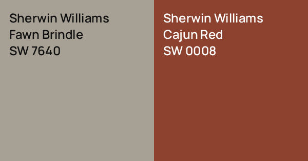 Sherwin Williams Fawn Brindle vs. Sherwin Williams Cajun Red comparison