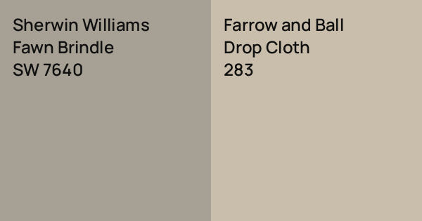 Sherwin Williams Fawn Brindle vs. Farrow and Ball Drop Cloth comparison