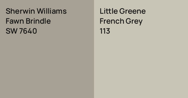 Sherwin Williams Fawn Brindle vs. Little Greene French Grey comparison