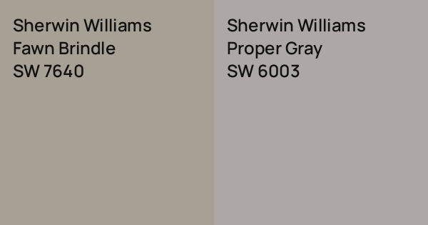 Sherwin Williams Fawn Brindle vs. Sherwin Williams Proper Gray comparison
