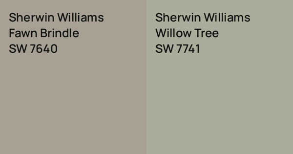 Sherwin Williams Fawn Brindle vs. Sherwin Williams Willow Tree comparison