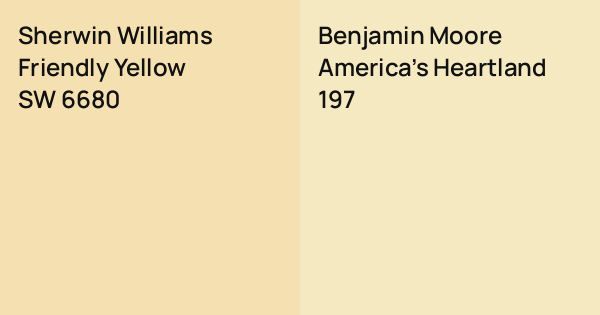 Sherwin Williams Friendly Yellow vs. Benjamin Moore America's Heartland ...