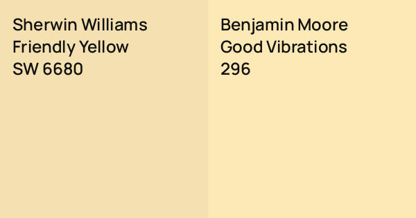 Sherwin Williams Friendly Yellow vs. Benjamin Moore Good Vibrations ...