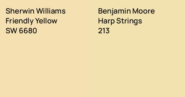 Sherwin Williams Friendly Yellow vs. Benjamin Moore Harp Strings comparison
