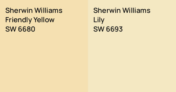 Sherwin Williams Friendly Yellow vs. Sherwin Williams Lily comparison