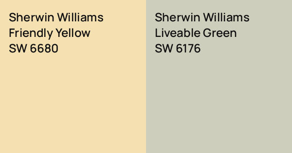 Sherwin Williams Friendly Yellow vs. Sherwin Williams Liveable Green ...