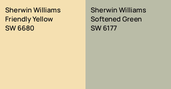 Sherwin Williams Friendly Yellow vs. Sherwin Williams Softened Green ...