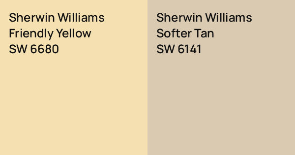 Sherwin Williams Friendly Yellow vs. Sherwin Williams Softer Tan comparison