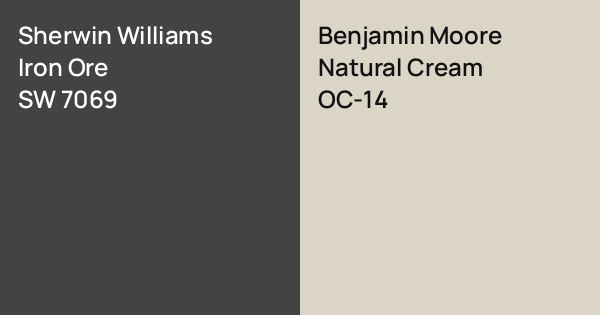 Sherwin Williams Iron Ore vs. Benjamin Moore Natural Cream comparison