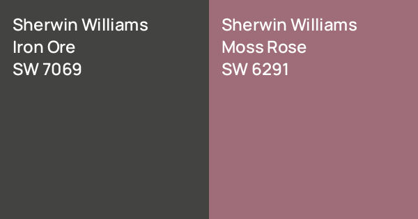 Sherwin Williams Iron Ore vs. Sherwin Williams Moss Rose comparison