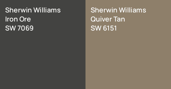 Sherwin Williams Iron Ore vs. Sherwin Williams Quiver Tan comparison