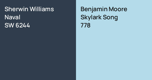 Sherwin Williams Naval vs. Benjamin Moore Skylark Song comparison