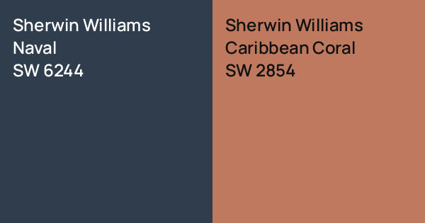 Sherwin Williams Naval vs. Sherwin Williams Caribbean Coral comparison