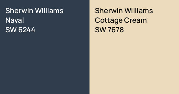 Sherwin Williams Naval vs. Sherwin Williams Cottage Cream comparison