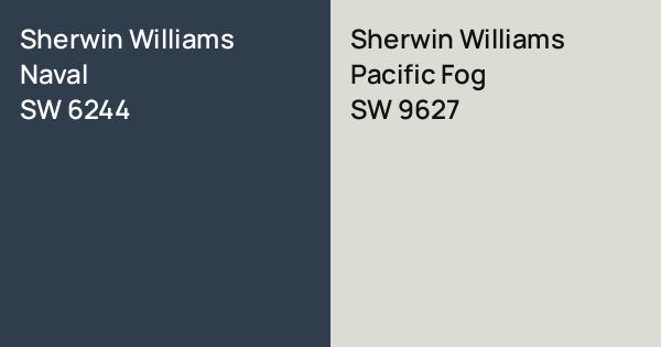 Sherwin Williams Naval vs. Sherwin Williams Pacific Fog comparison