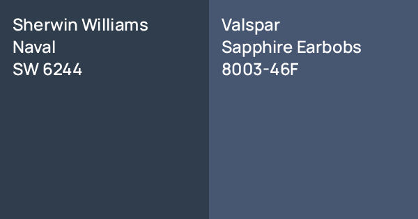 Sherwin Williams Naval vs. Valspar Sapphire Earbobs comparison