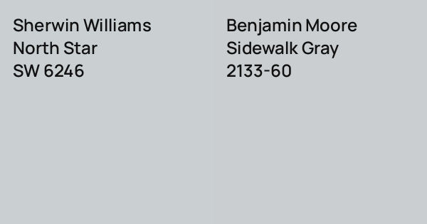 Sherwin Williams North Star vs. Benjamin Moore Sidewalk Gray comparison