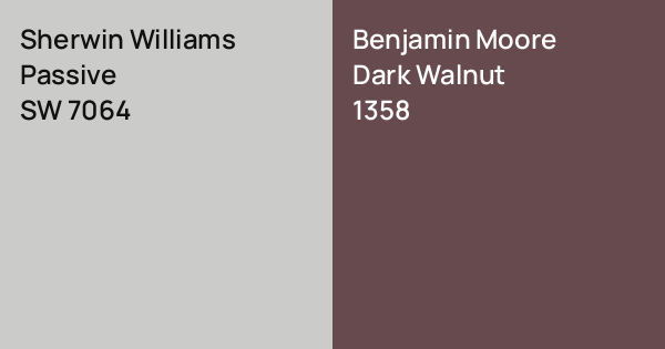Sherwin Williams Passive vs. Benjamin Moore Dark Walnut comparison