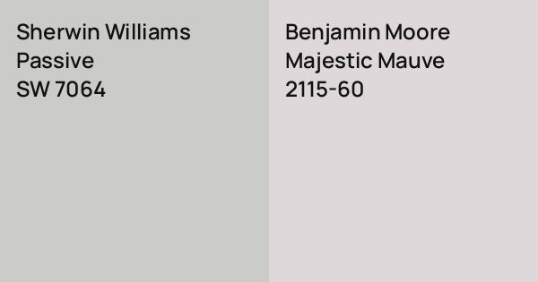 Sherwin Williams Passive vs. Benjamin Moore Majestic Mauve comparison