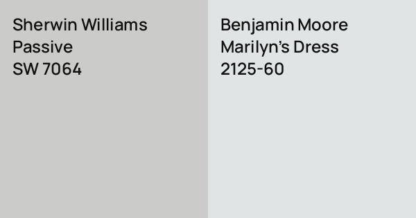 Sherwin Williams Passive vs. Benjamin Moore Marilyn's Dress comparison