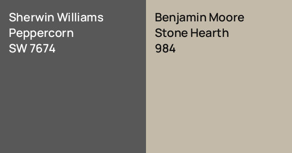 Sherwin Williams Peppercorn vs. Benjamin Moore Stone Hearth comparison