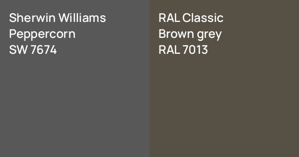 Sherwin Williams Peppercorn vs. RAL Classic Brown grey comparison