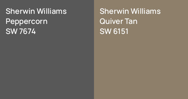 Sherwin Williams Peppercorn vs. Sherwin Williams Quiver Tan comparison