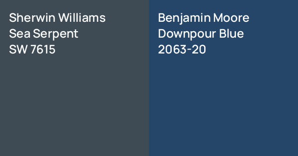 Sherwin Williams Sea Serpent vs. Benjamin Moore Downpour Blue comparison