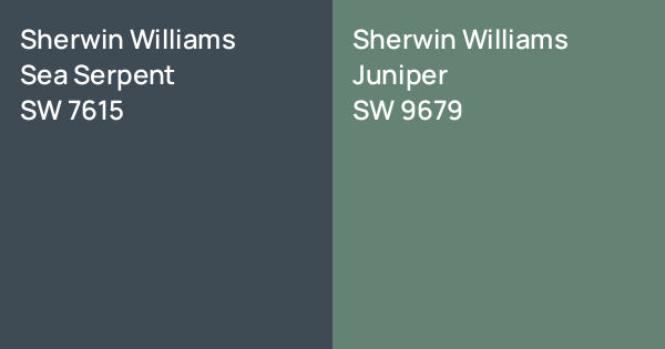 Sherwin Williams Sea Serpent vs. Sherwin Williams Juniper comparison