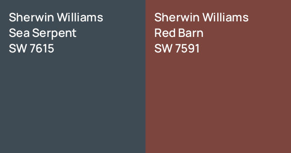 Sherwin Williams Sea Serpent vs. Sherwin Williams Red Barn comparison