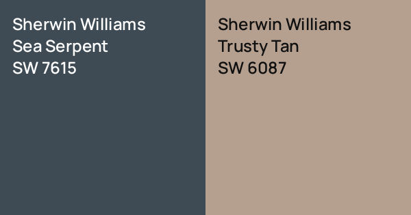Sherwin Williams Sea Serpent vs. Sherwin Williams Trusty Tan comparison