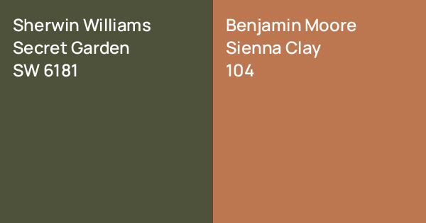 Sherwin Williams Secret Garden vs. Benjamin Moore Sienna Clay comparison