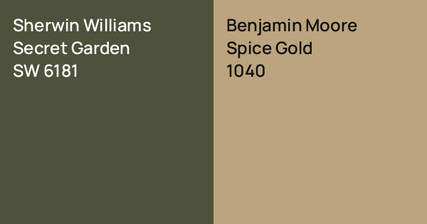 Sherwin Williams Secret Garden vs. Benjamin Moore Spice Gold comparison