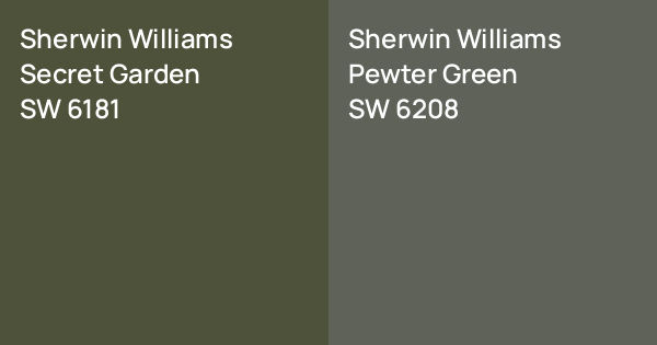 Sherwin Williams Secret Garden vs. Sherwin Williams Pewter Green comparison