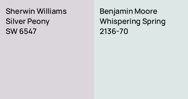 Sherwin Williams Silver Peony vs. Benjamin Moore Whispering Spring ...