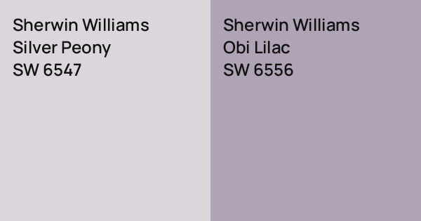 Sherwin Williams Silver Peony vs. Sherwin Williams Obi Lilac comparison