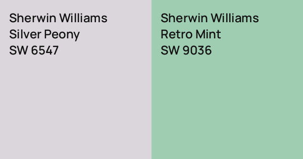 Sherwin Williams Silver Peony vs. Sherwin Williams Retro Mint comparison