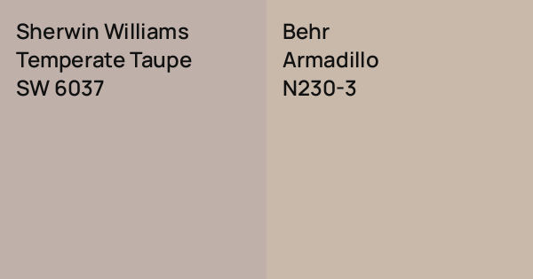 Sherwin Williams Temperate Taupe vs. Behr Armadillo comparison