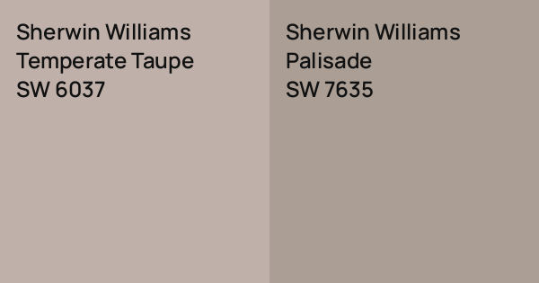 Sherwin Williams Temperate Taupe vs. Sherwin Williams Palisade comparison
