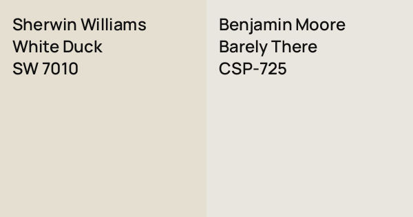 Sherwin Williams White Duck vs. Benjamin Moore Barely There comparison