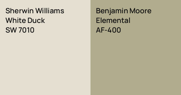 Sherwin Williams White Duck vs. Benjamin Moore Elemental comparison