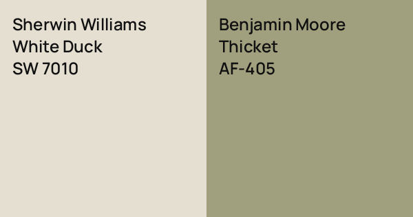 Sherwin Williams White Duck vs. Benjamin Moore Thicket comparison