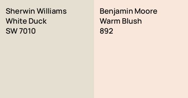 Sherwin Williams White Duck vs. Benjamin Moore Warm Blush comparison