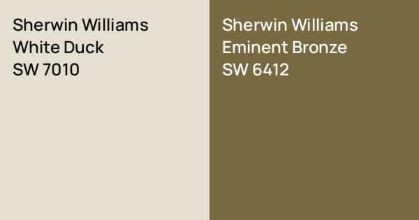 Sherwin Williams White Duck vs. Sherwin Williams Eminent Bronze comparison