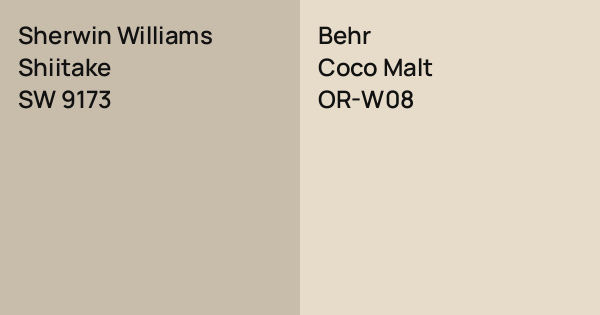 Sherwin Williams Shiitake vs. Behr Coco Malt comparison