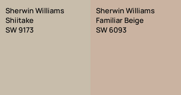 Sherwin Williams Shiitake vs. Sherwin Williams Familiar Beige comparison