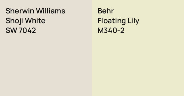 Sherwin Williams Shoji White vs. Behr Floating Lily comparison