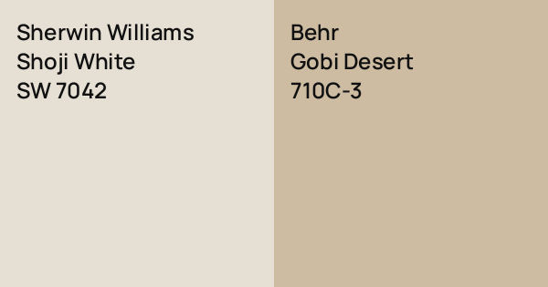 Sherwin Williams Shoji White vs. Behr Gobi Desert comparison