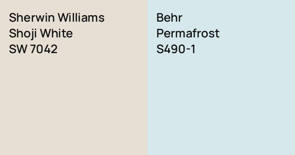Sherwin Williams Shoji White vs. Behr Permafrost comparison
