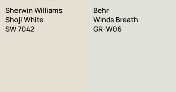 Sherwin Williams Shoji White vs. Behr Winds Breath comparison
